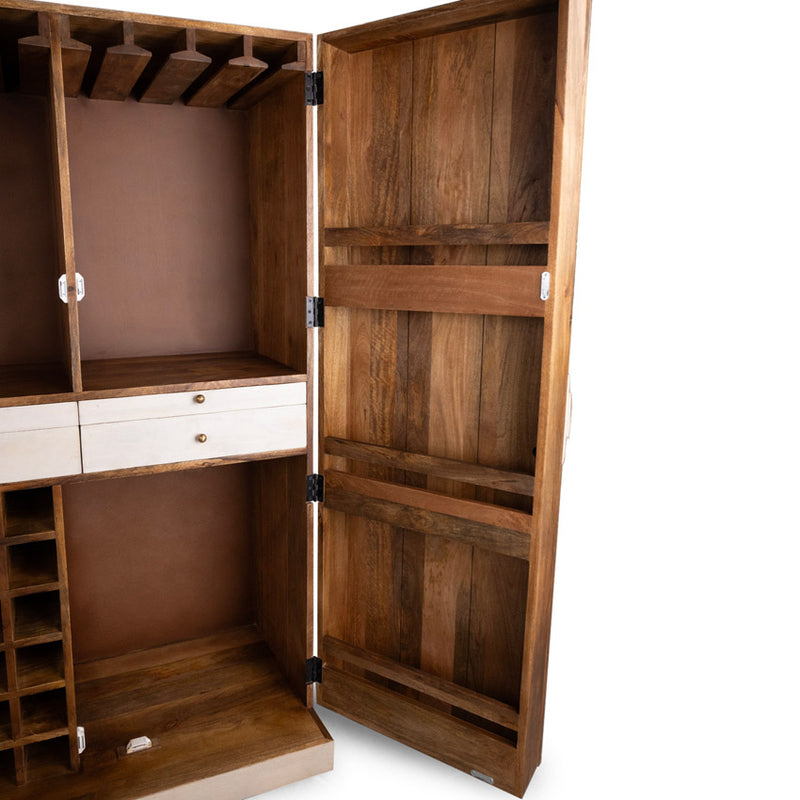 Leonardo Solid Wood Bar Cabinet - Elegant & Sturdy – Fabuliv