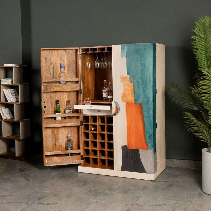 Leonardo Solid Wood Bar Cabinet - Elegant & Sturdy – Fabuliv