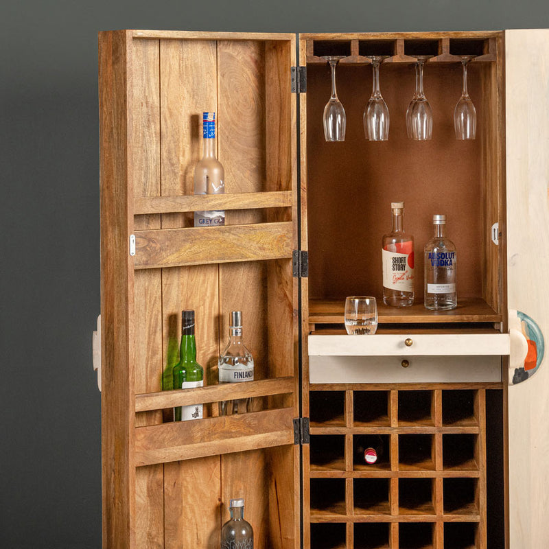 Leonardo Solid Wood Bar Cabinet - Elegant & Sturdy – Fabuliv