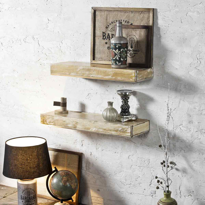 Ashton Distress White Wall Shelf online - Wooden wall shelves -Fabuliv