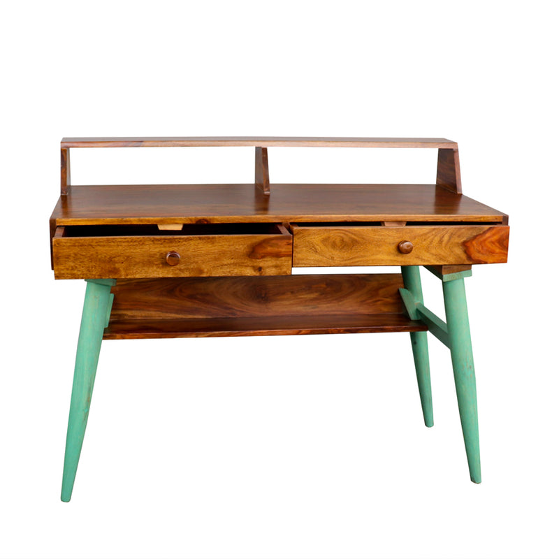 Austin Mid-Century Study Table - Vintage Green, 2 Drawers – Fabuliv