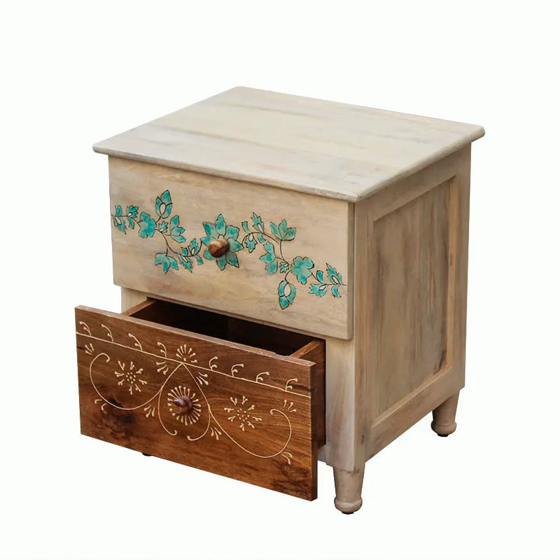 Athens Solid Wood Bedside Table with Drawers | Fabuliv