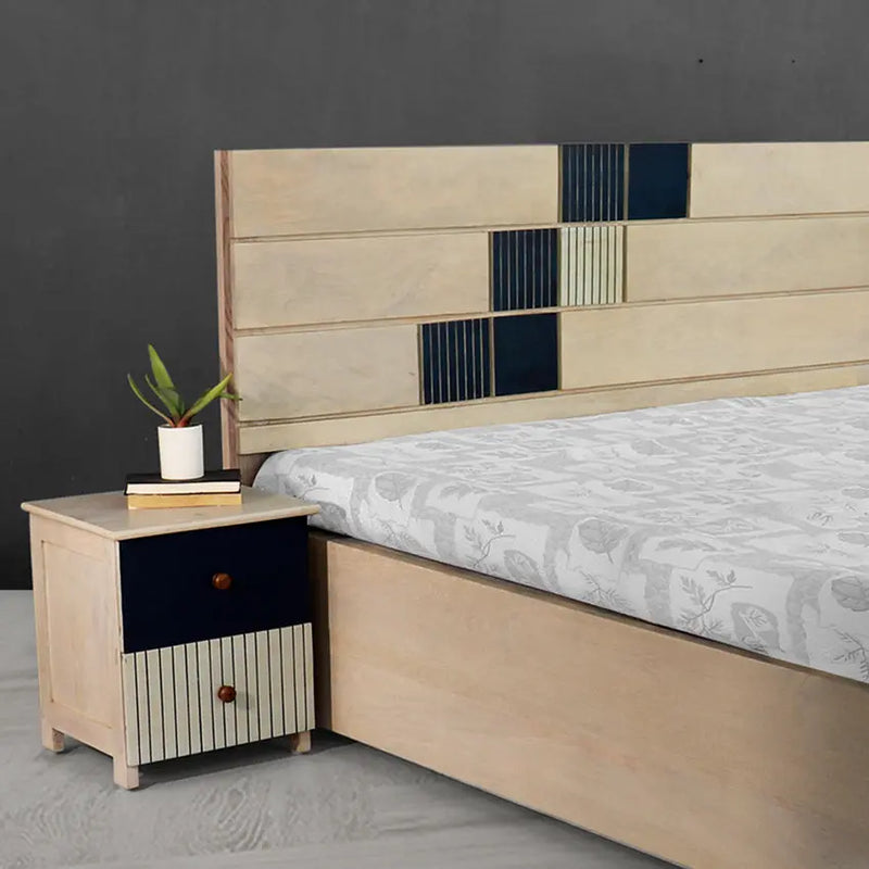 Drippy Blue Double Bed with Box Storage – Fabuliv