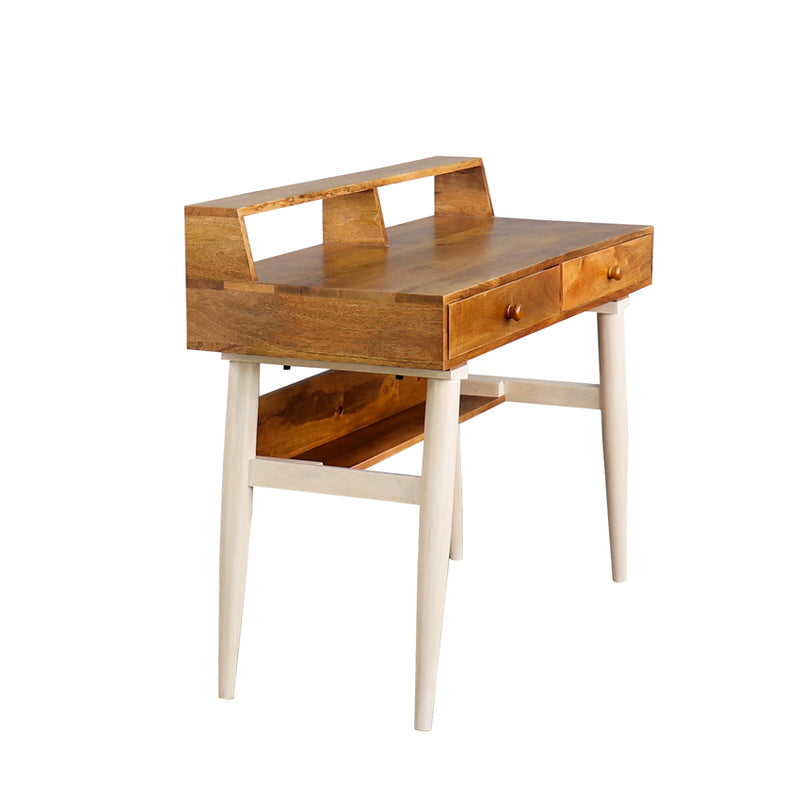 Austin Solid Wood Study Table - Vintage Teak & White Finish – Fabuliv